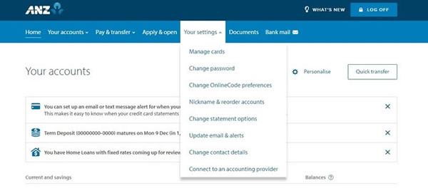 Cancel your card and order a replacement - ANZ Internet Banking